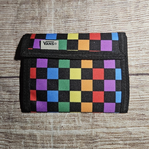 Vans | Bags | Vans Rainbow Checkerboard Wallet | Poshmark